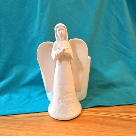 Accents | Angel Planting Pot White Ceramic 7 Tall 5 Wide Memorial ...